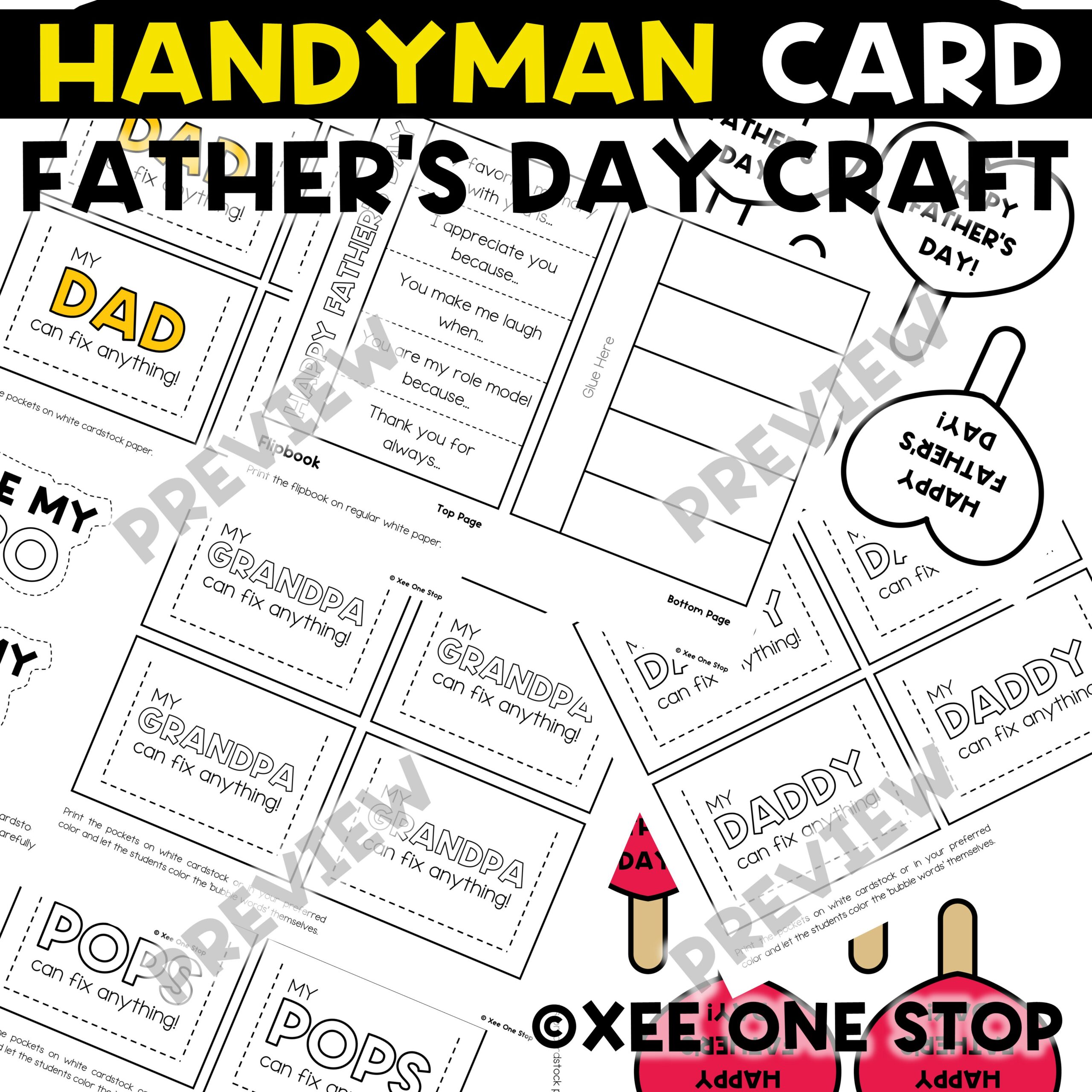 Father's Day Card Craft Handyman Card Crafts end of year activity ...
