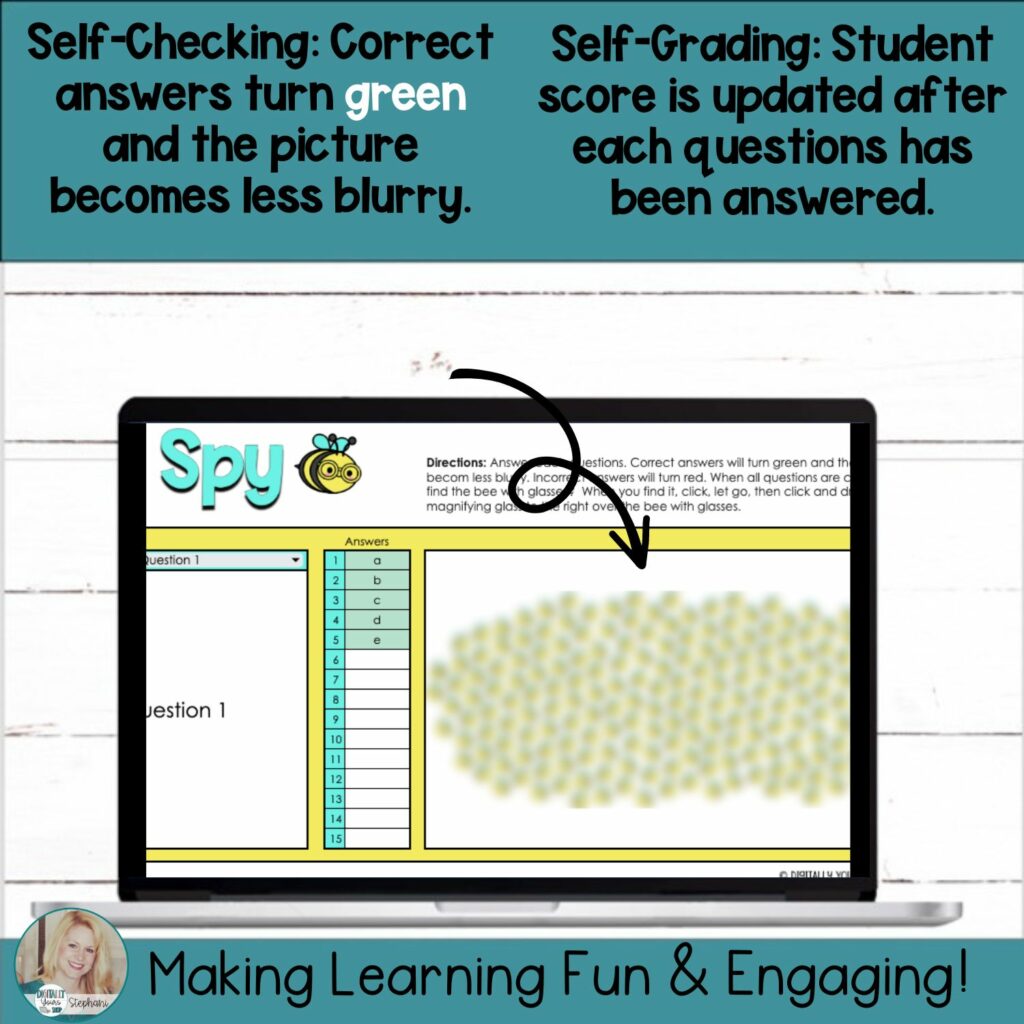 Editable Self-Checking Self-Grading I Spy Template - Digital Task Card ...