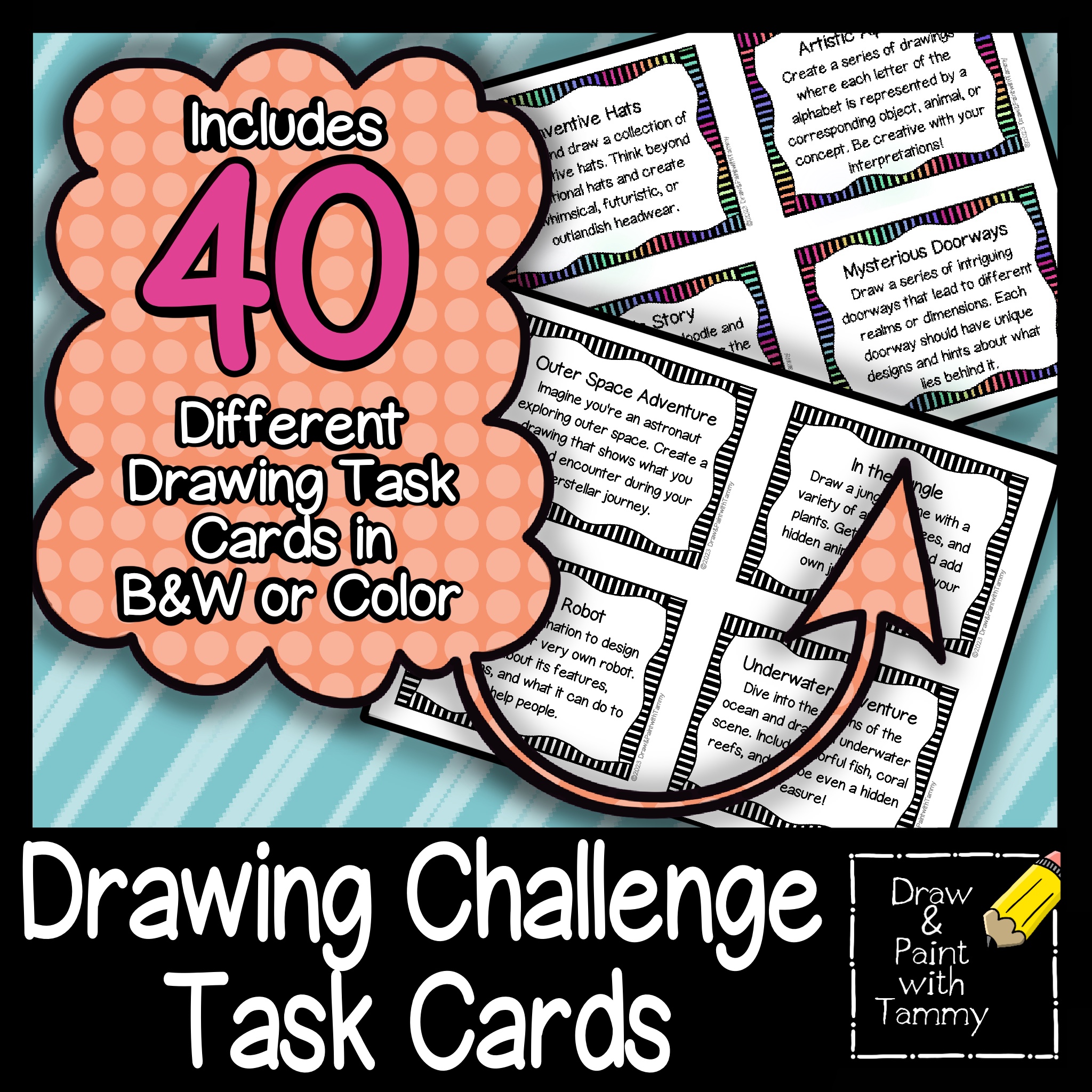 Drawing Challenge Art Drawing Task Cards For Early Finishers and Art ...