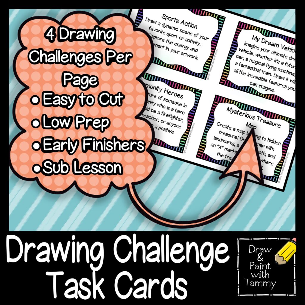 Drawing Challenge Art Drawing Task Cards For Early Finishers and Art ...