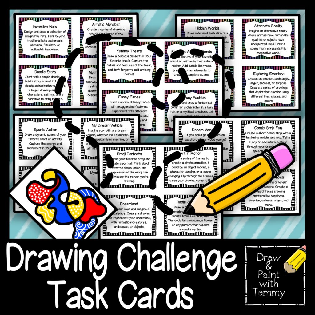 Drawing Challenge Art Drawing Task Cards For Early Finishers and Art ...
