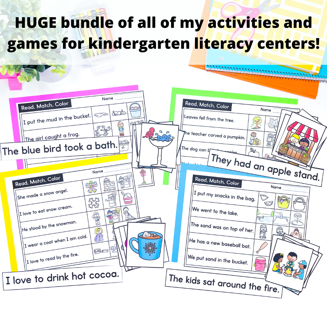 Kindergarten Literacy Centers BIG Bundle - Activities Games ...