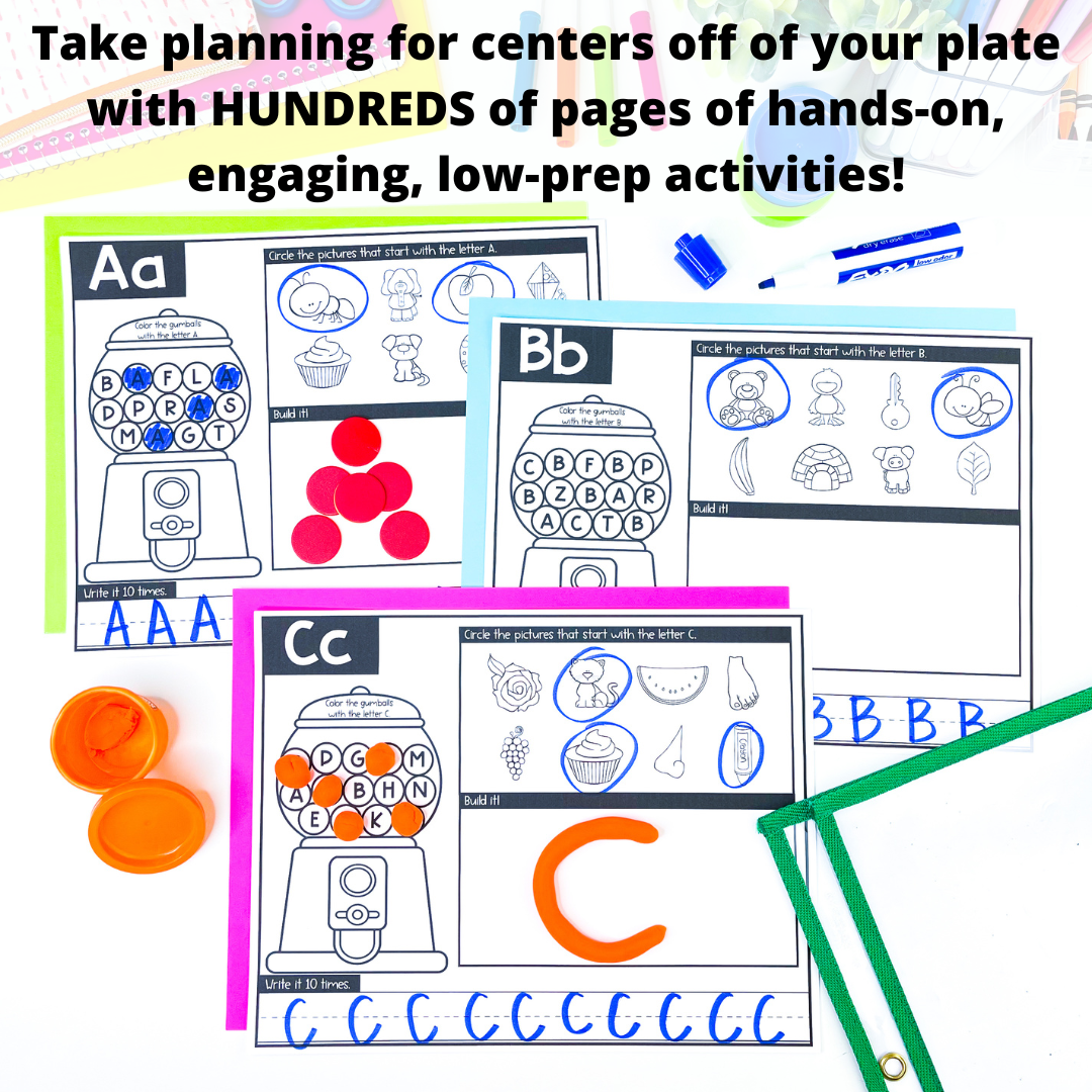 Kindergarten Literacy Centers BIG Bundle - Activities Games ...