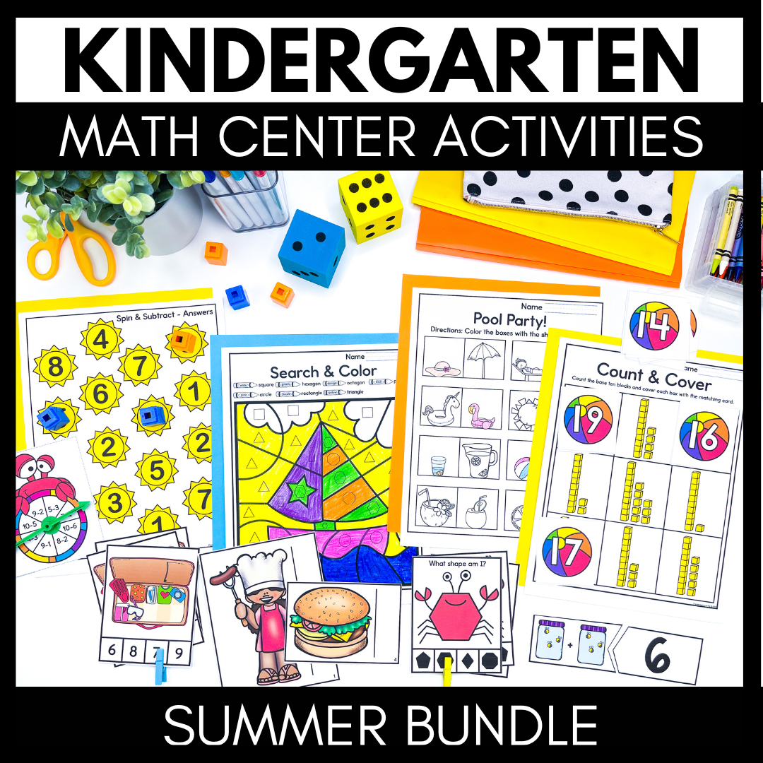 Kindergarten Math Centers - Summer Bundle | Made By Teachers
