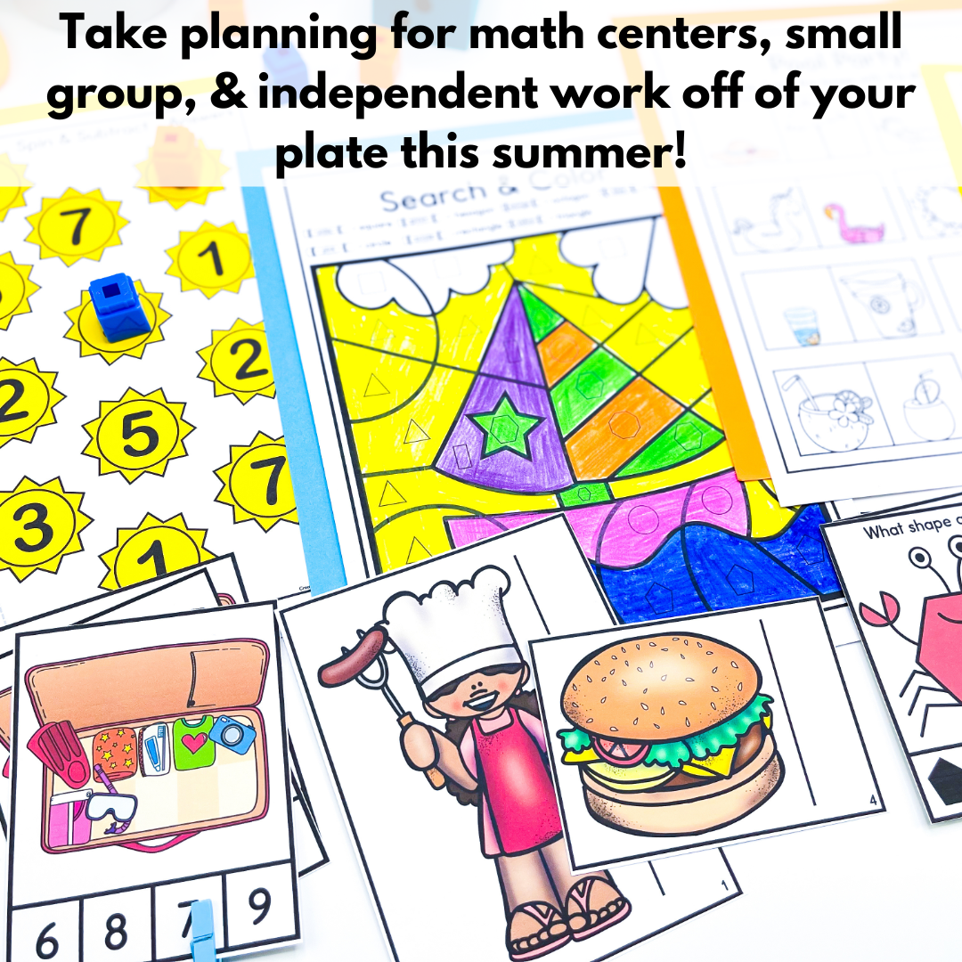 Kindergarten Math Centers - Summer Bundle | Made By Teachers