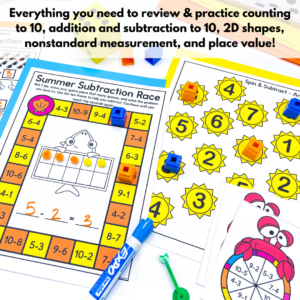 Kindergarten Math Centers - Summer Bundle | Made By Teachers