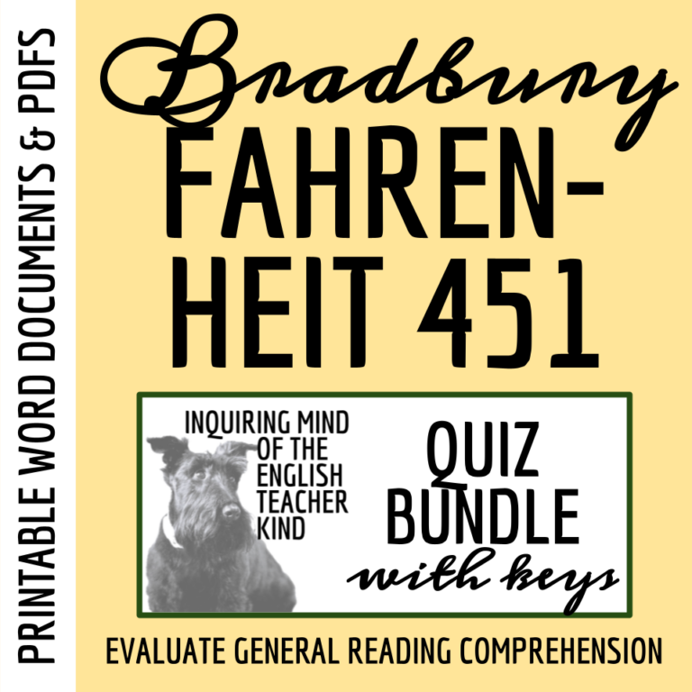 Fahrenheit 451 by Ray Bradbury Quiz and Answer Key Bundle - Made By ...