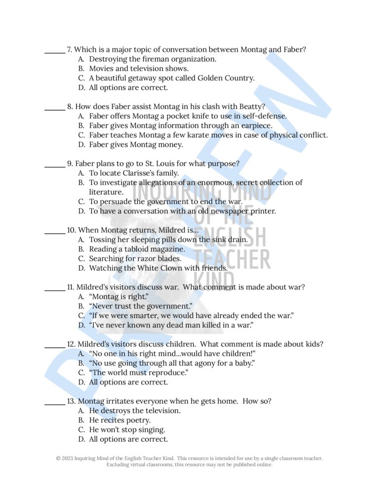 Fahrenheit 451 by Ray Bradbury Quiz and Answer Key Bundle | Made By ...