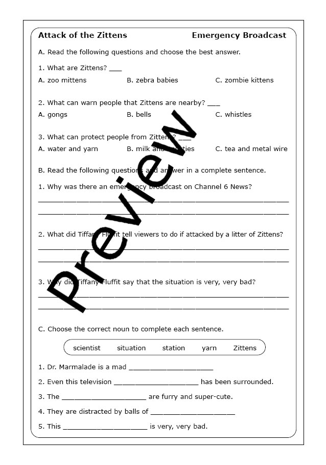 Aaron Blabey "The Bad Guys: Attack of the Zittens" worksheets | Made By ...