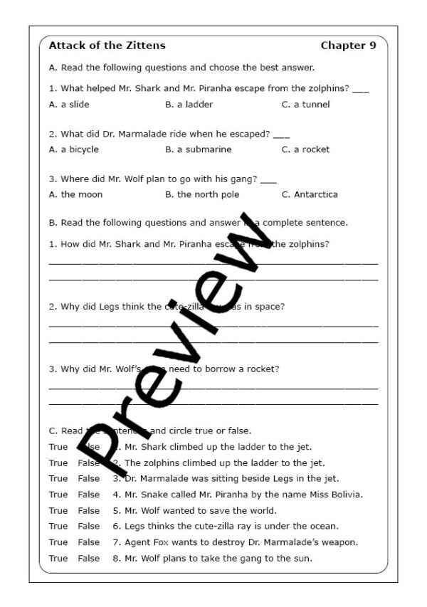 Aaron Blabey "The Bad Guys: Attack of the Zittens" worksheets | Made By ...