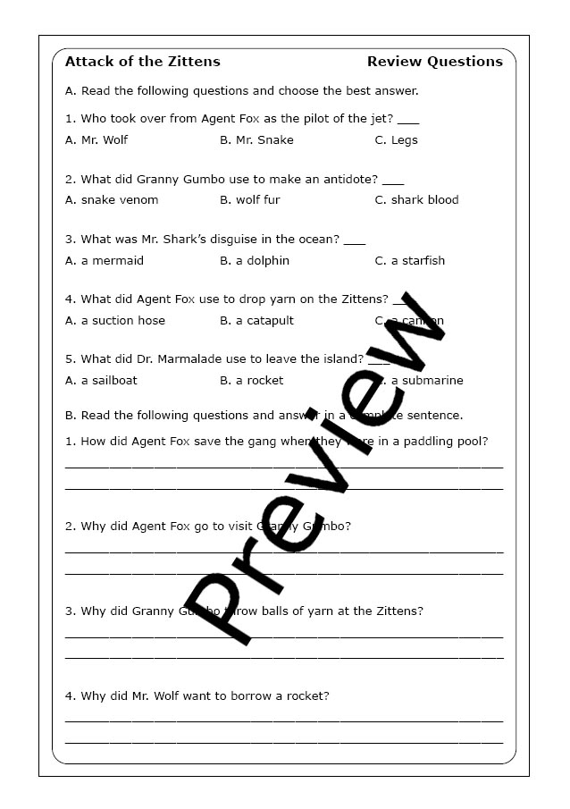 Aaron Blabey "The Bad Guys: Attack of the Zittens" worksheets | Made By ...