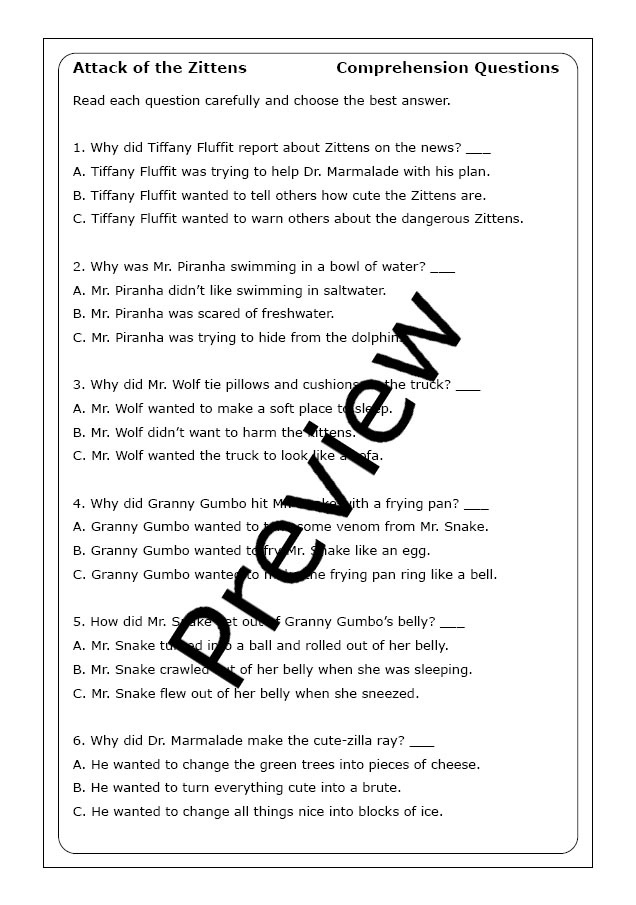 Aaron Blabey "The Bad Guys: Attack of the Zittens" worksheets | Made By ...