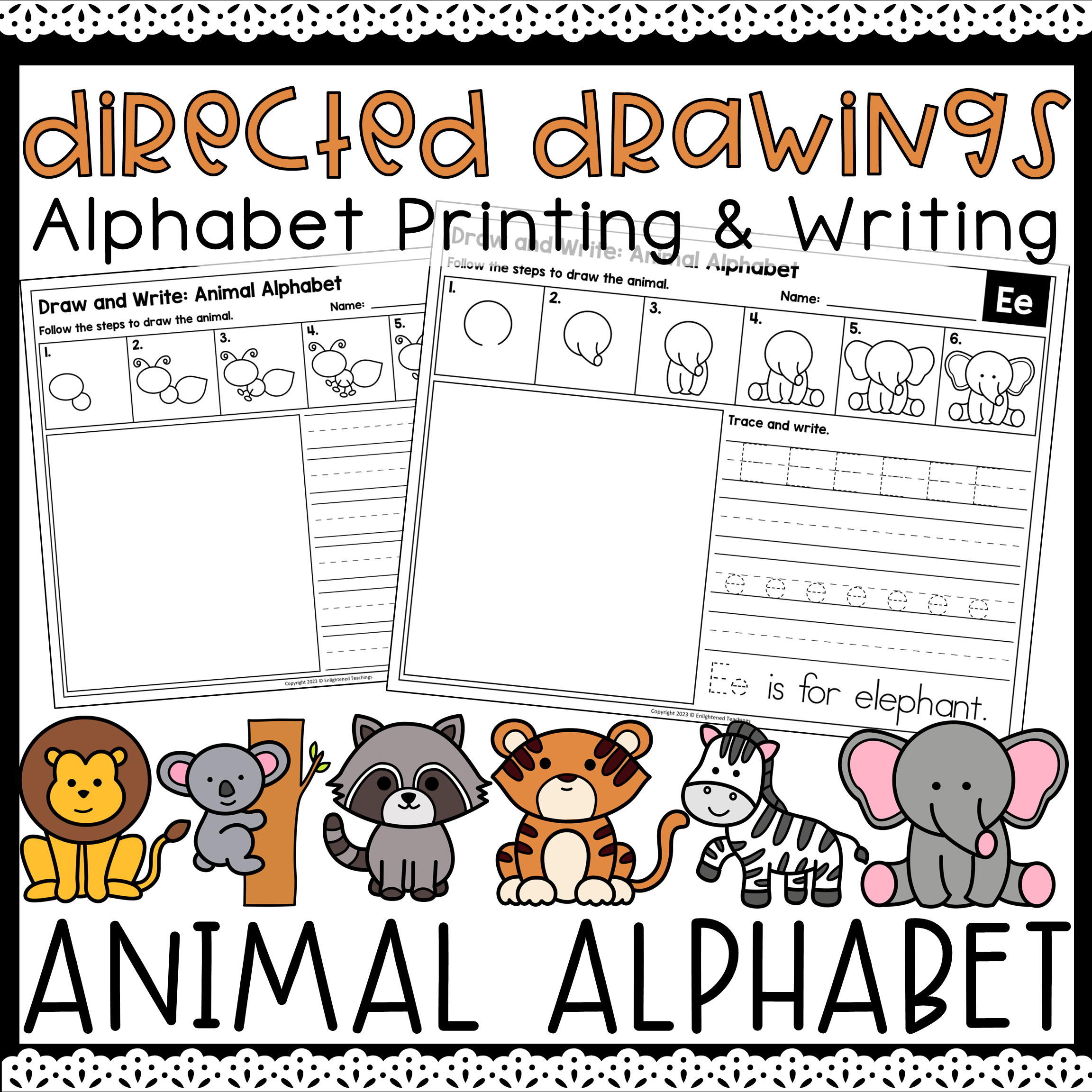 Alphabet Directed Drawing and Writing - A to Z Animal Alphabet ...