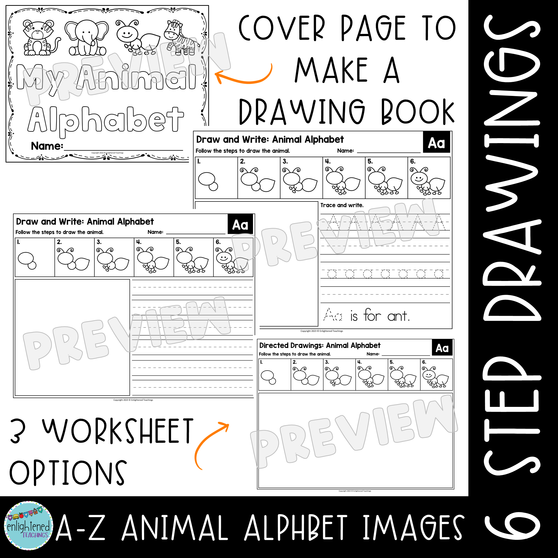 Alphabet Directed Drawing and Writing - A to Z Animal Alphabet ...