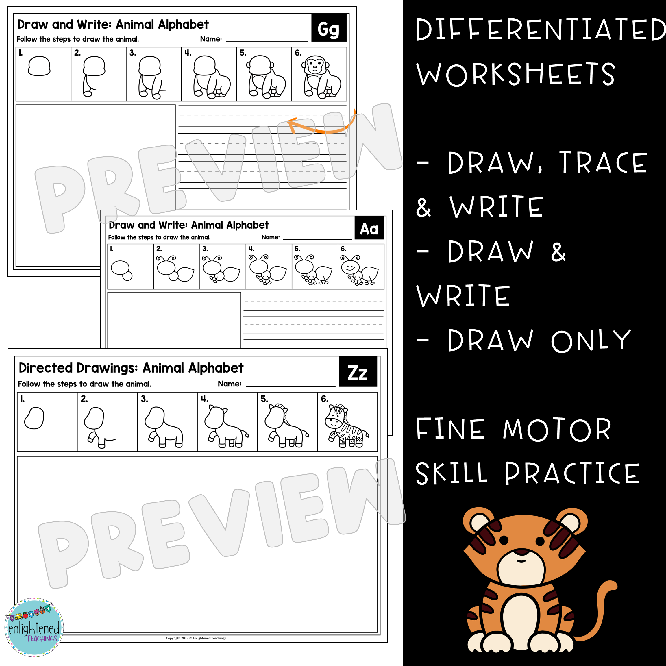 Alphabet Directed Drawing and Writing - A to Z Animal Alphabet ...