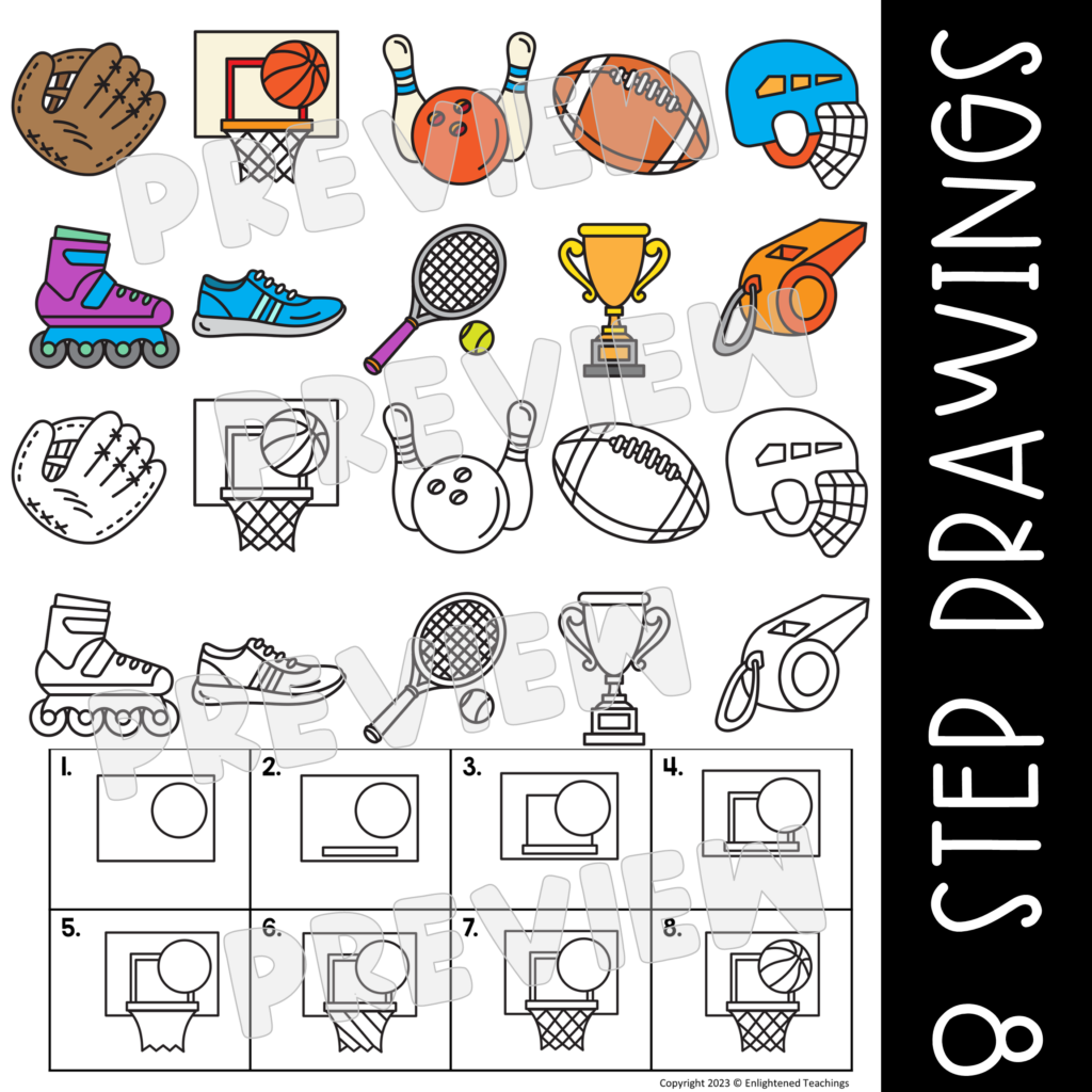 Sports Directed Drawings Worksheets Sports Writing Prompts Sports Draw ...