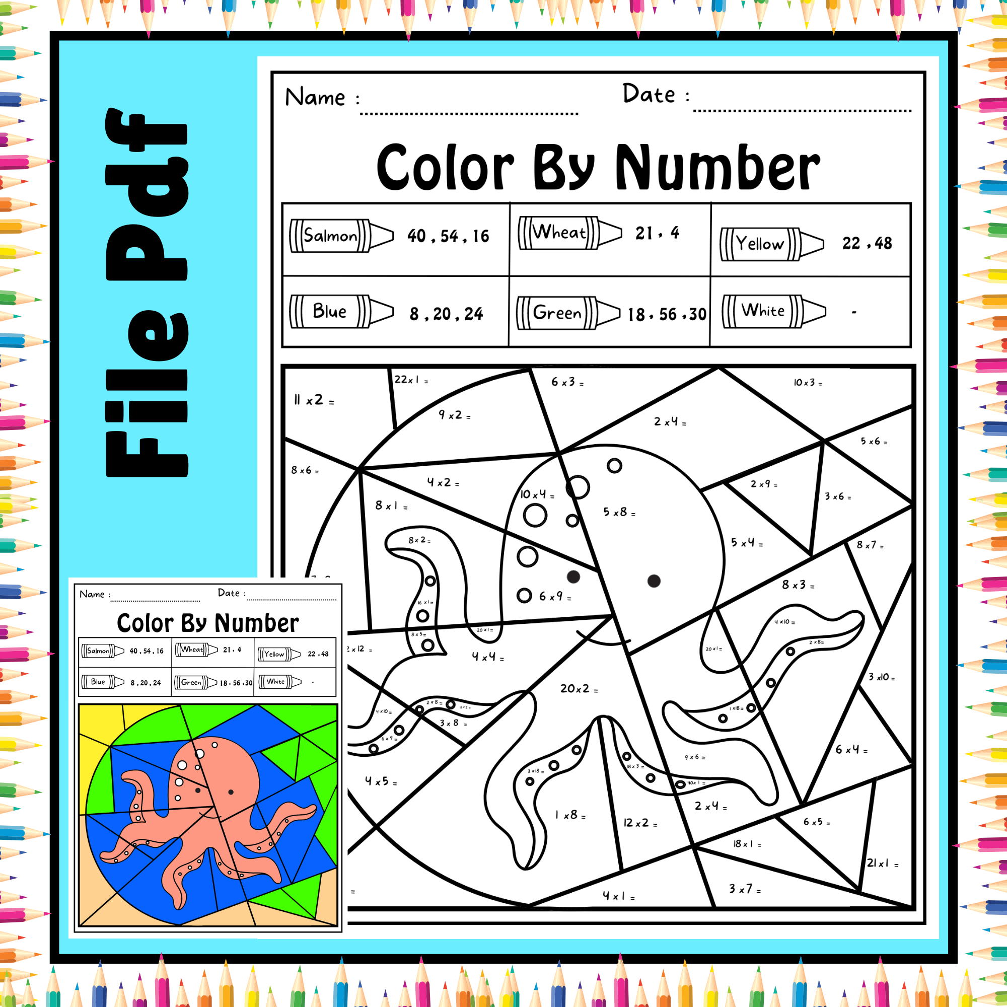 Summer Math Multiplication Coloring Sheets - Color by Number | Made By ...