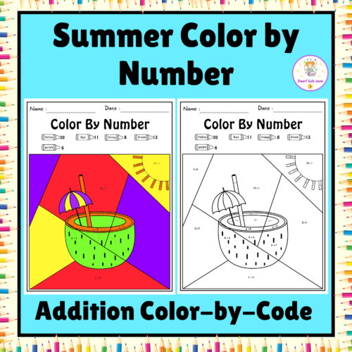 Summer Addition Color by Number | Summer Math Worksheets | Made By Teachers