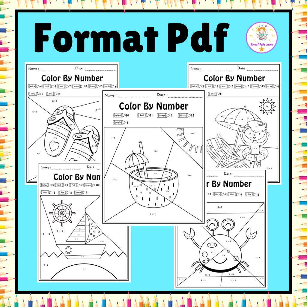 Summer Addition Color by Number | Summer Math Worksheets | Made By Teachers