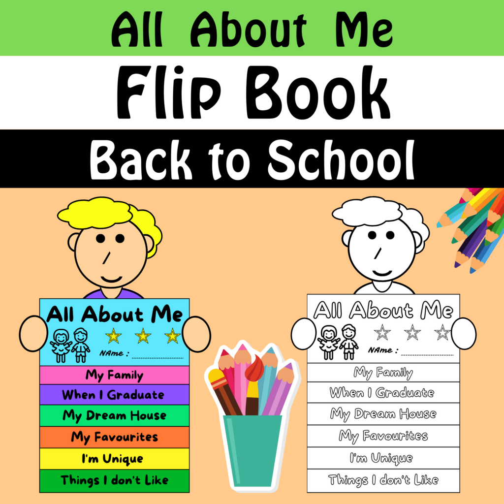 All About Me Craft Flip Up Book, Back To School Activity, All About Me ...