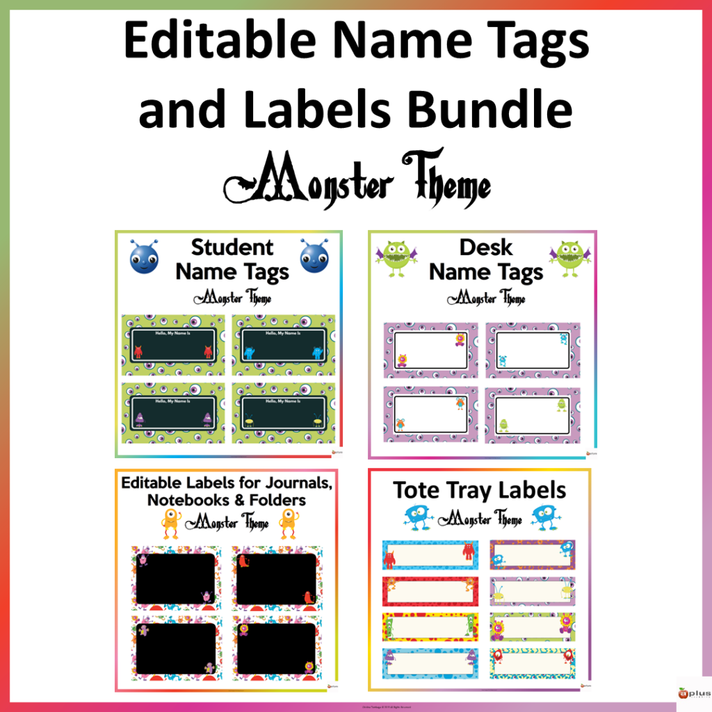Monster Theme Decor Bundle Name Tags, and Labels Editable | Made By ...