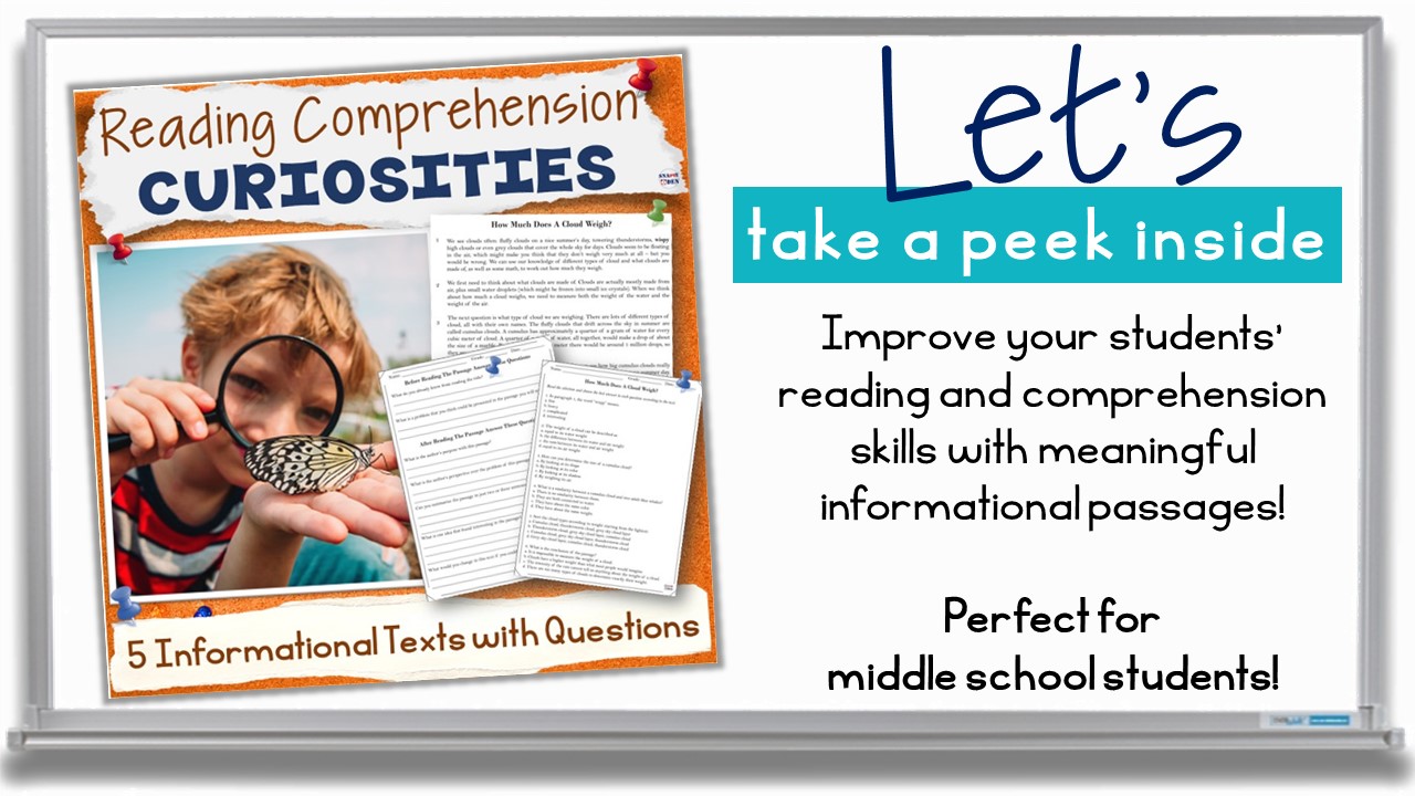 Fun Reading Comprehension Passages and MCQ Middle School Test Prep ...