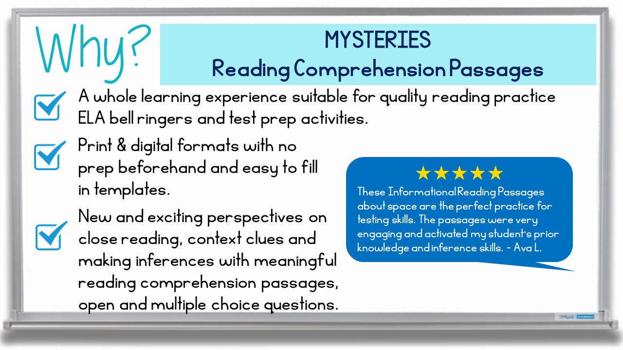 Fun Reading Comprehension Passages and MCQ, Middle School Test Prep ...