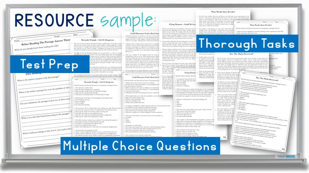 Fun Reading Comprehension Passages and MCQ, Middle School Test Prep ...