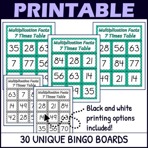 7 Times Table Activity - Multiplication Facts Bingo Game - Made By Teachers