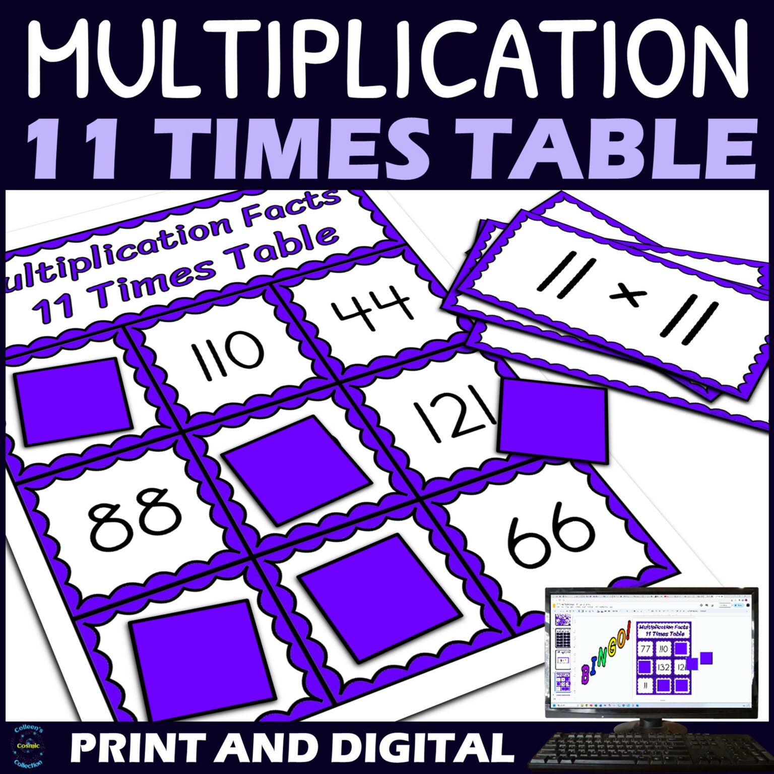 11 Times Table Activity - Multiplication Facts Bingo Game | Made By ...