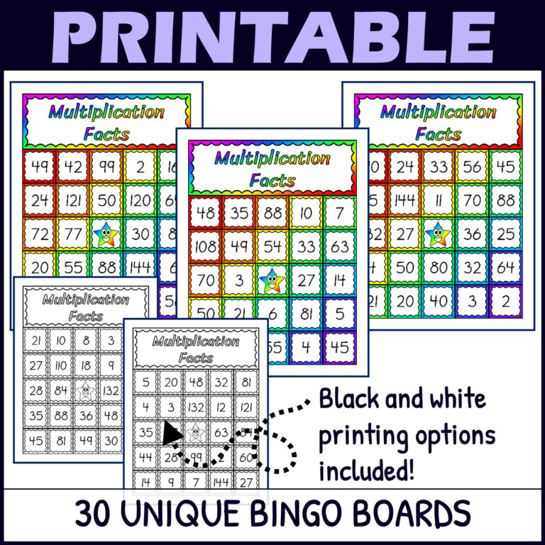 Mixed Times Table Activity - Multiplication Facts Bingo Game - Made By ...