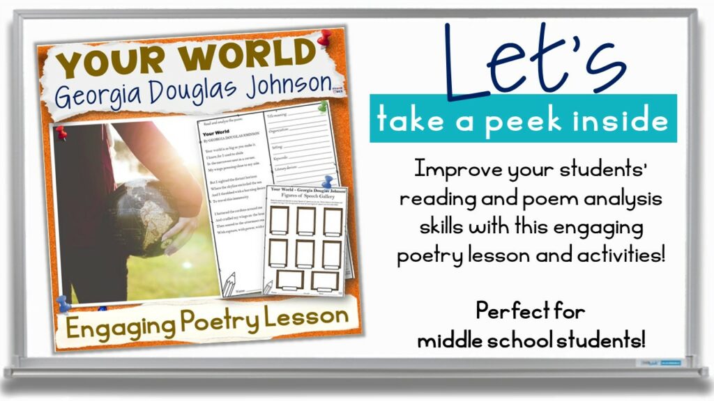 Your World by Georgia Douglas - Middle School Poetry Lesson - Print and ...