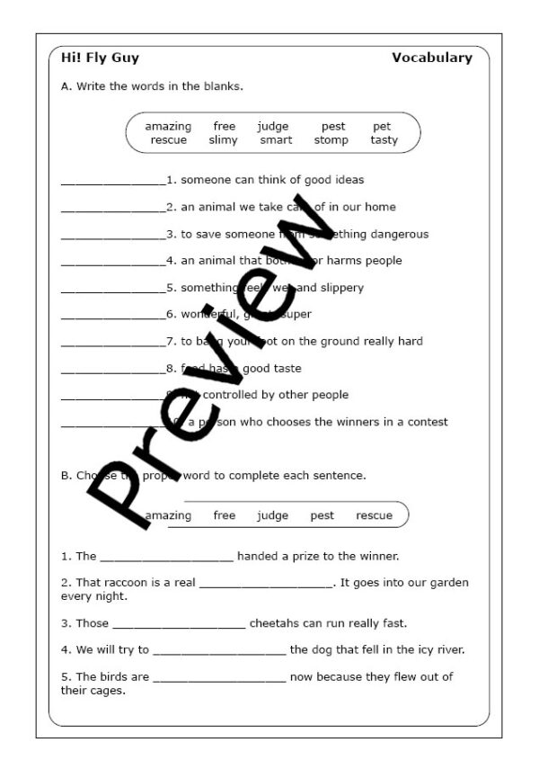 "Hi! Fly Guy" (Book #1) worksheets | Made By Teachers