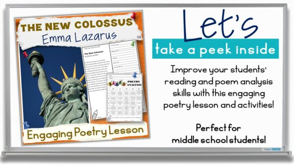 The New Colossus by Emma Lazarus, Middle School Poetry Lesson, Print ...