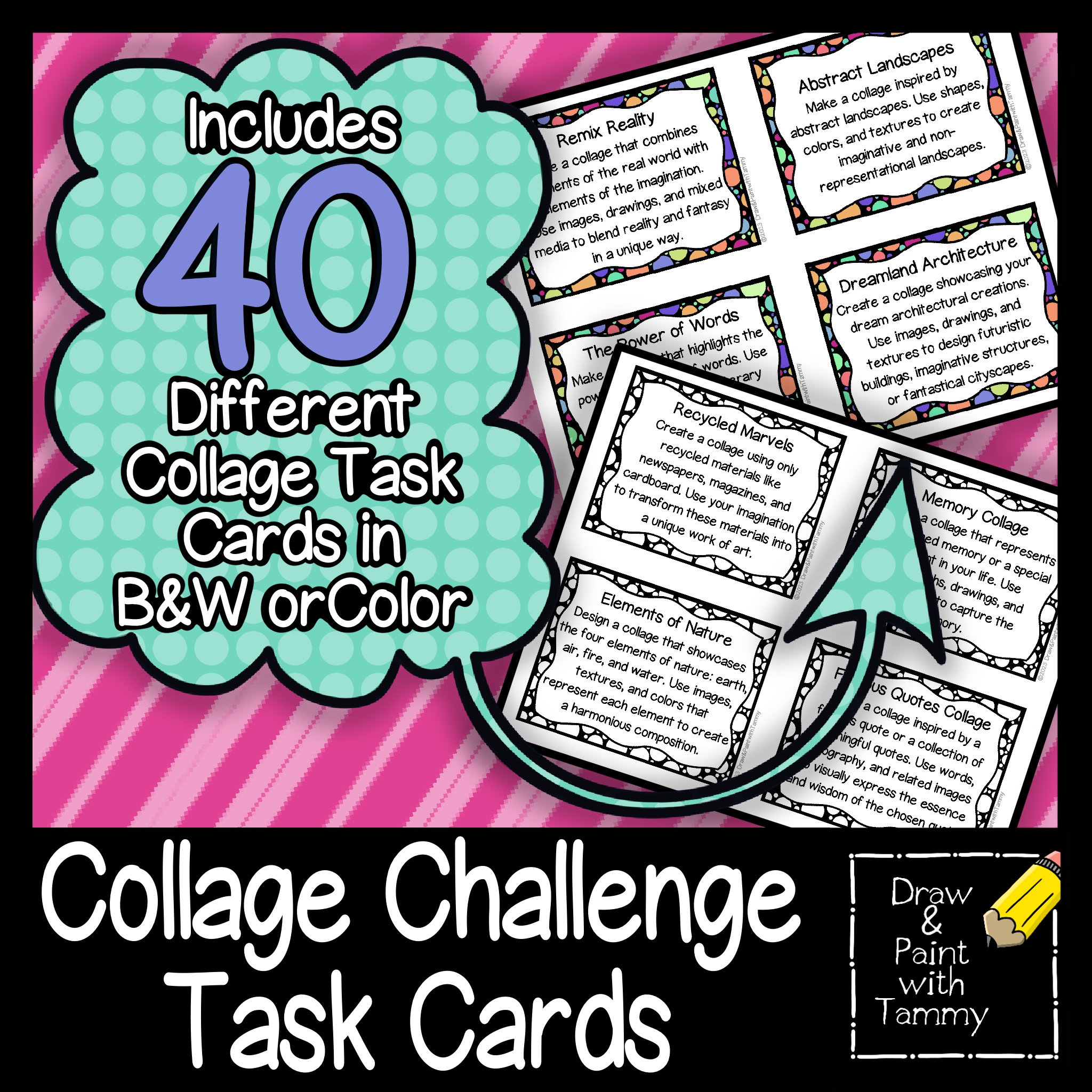 Collage Challenges Art Collage Task Cards For Early Finishers and Art ...