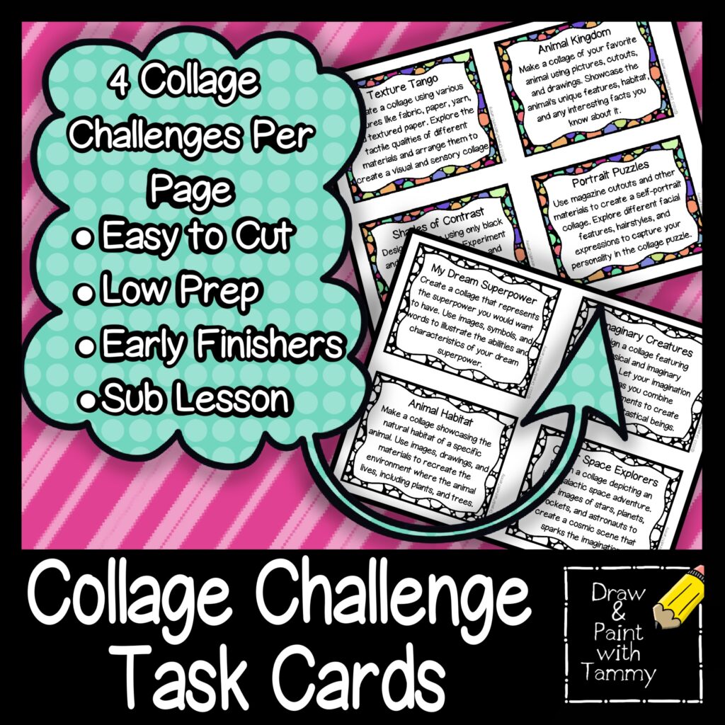 Collage Challenges Art Collage Task Cards For Early Finishers and Art ...