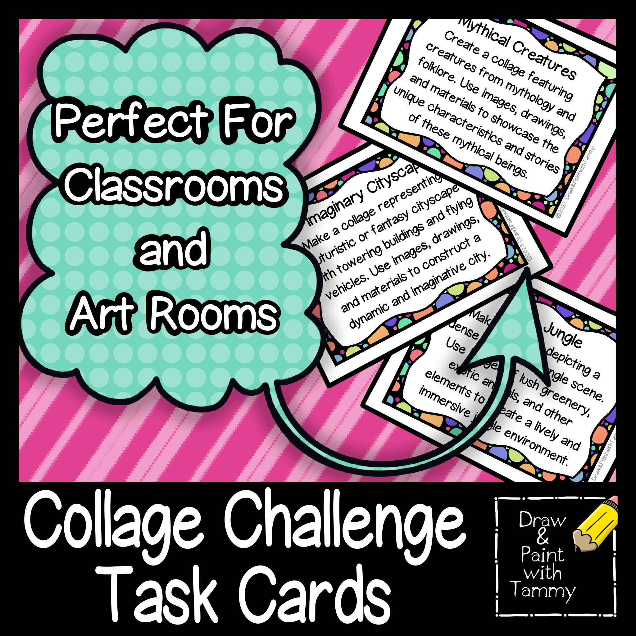 Collage Challenges Art Collage Task Cards For Early Finishers and Art ...