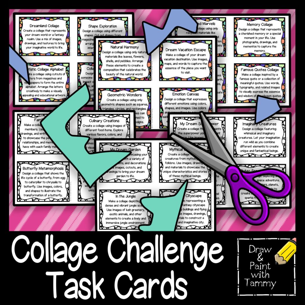 Collage Challenges Art Collage Task Cards For Early Finishers and Art ...