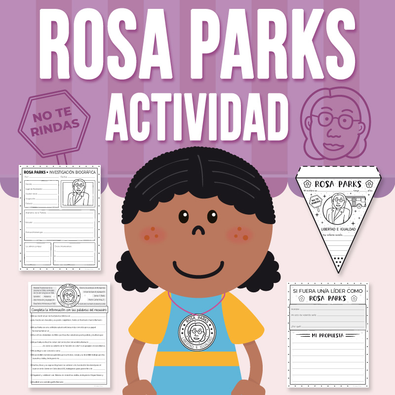 Rosa Parks Actividad en Español: Worksheets, Pennant and Medal | Made ...