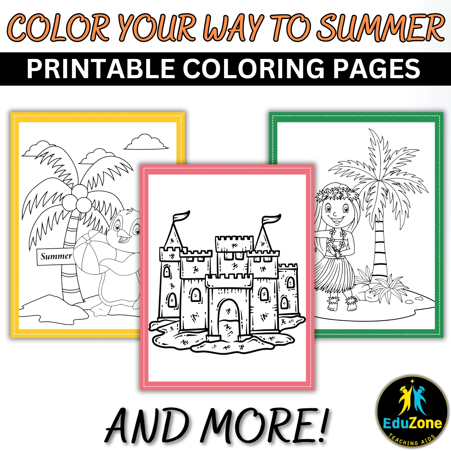 Summer Fun Activity: Interactive Coloring Pages & Writing Prompts - No ...