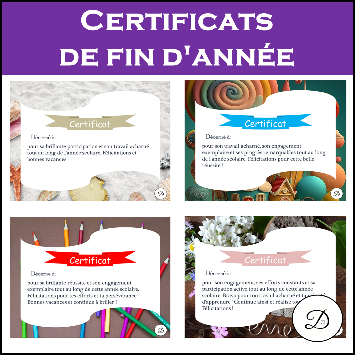 Certificats de fin d'année - V. 1 / End of the year French awards ...