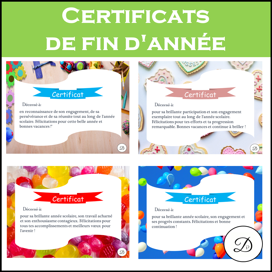 Certificats de fin d'année - V. 1 / End of the year French awards ...
