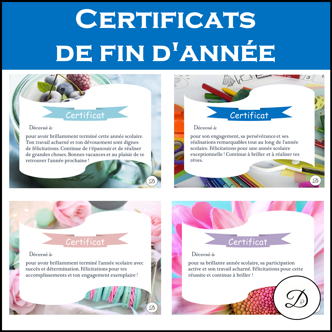 Certificats de fin d'année - V. 1 / End of the year French awards ...