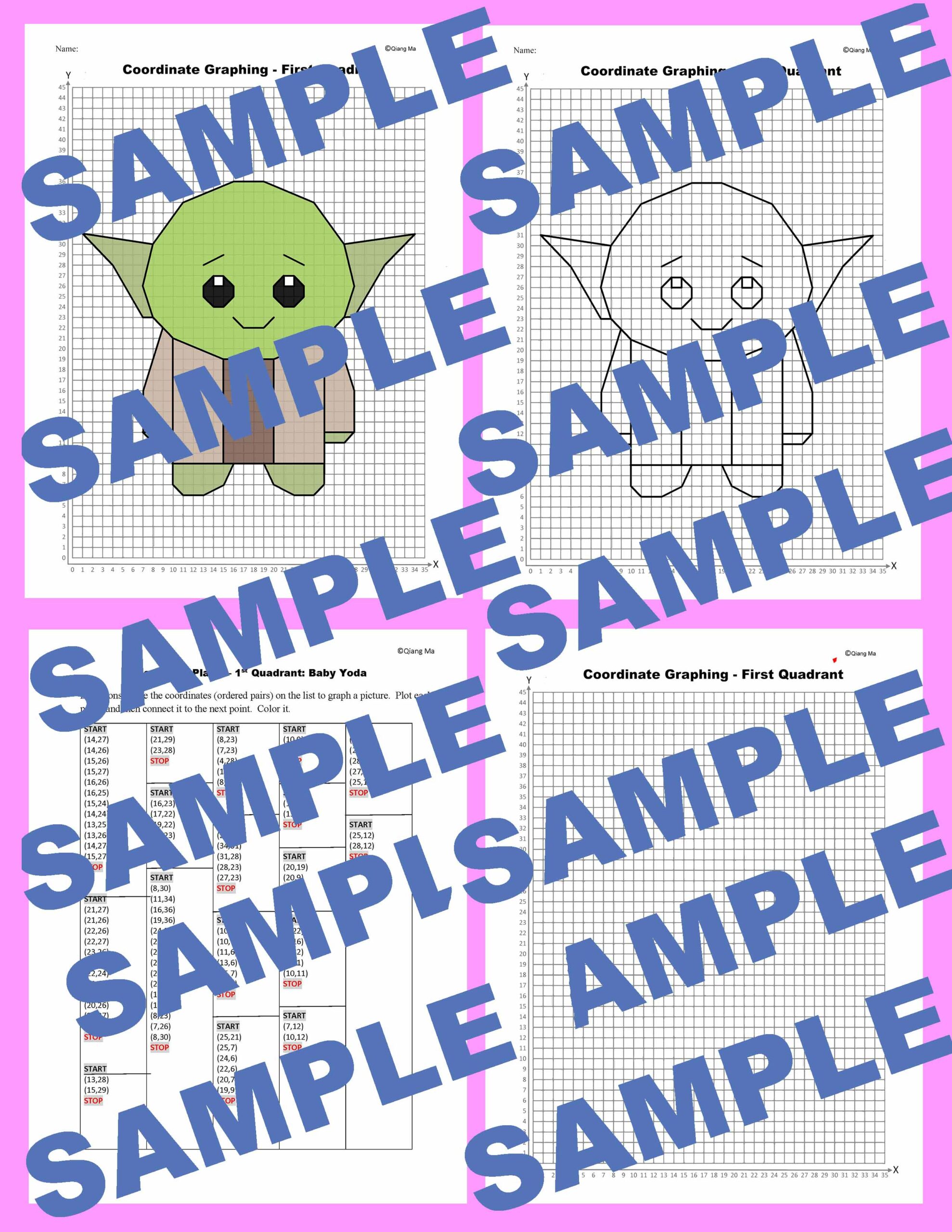 Star Wars Coordinate Plane Graphing Picture: Baby Yoda | Made By Teachers