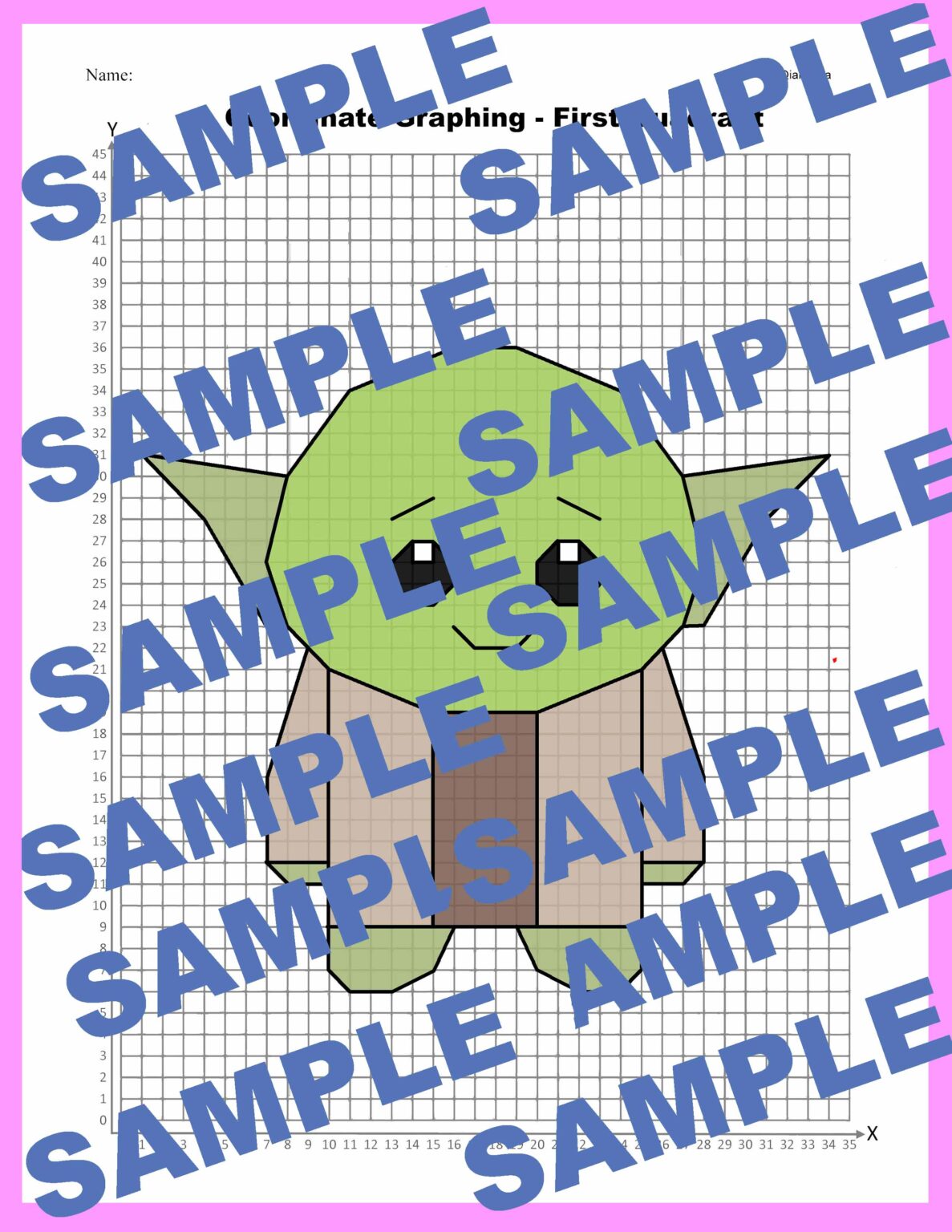 Star Wars Coordinate Plane Graphing Picture: Baby Yoda | Made By Teachers