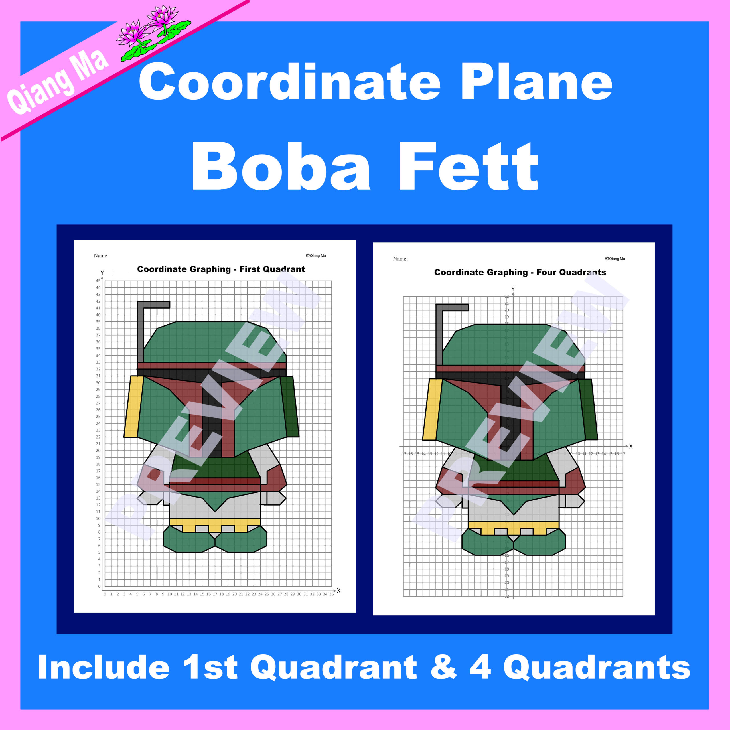 Star Wars Coordinate Plane Graphing Picture: Boba Fett | Made By Teachers