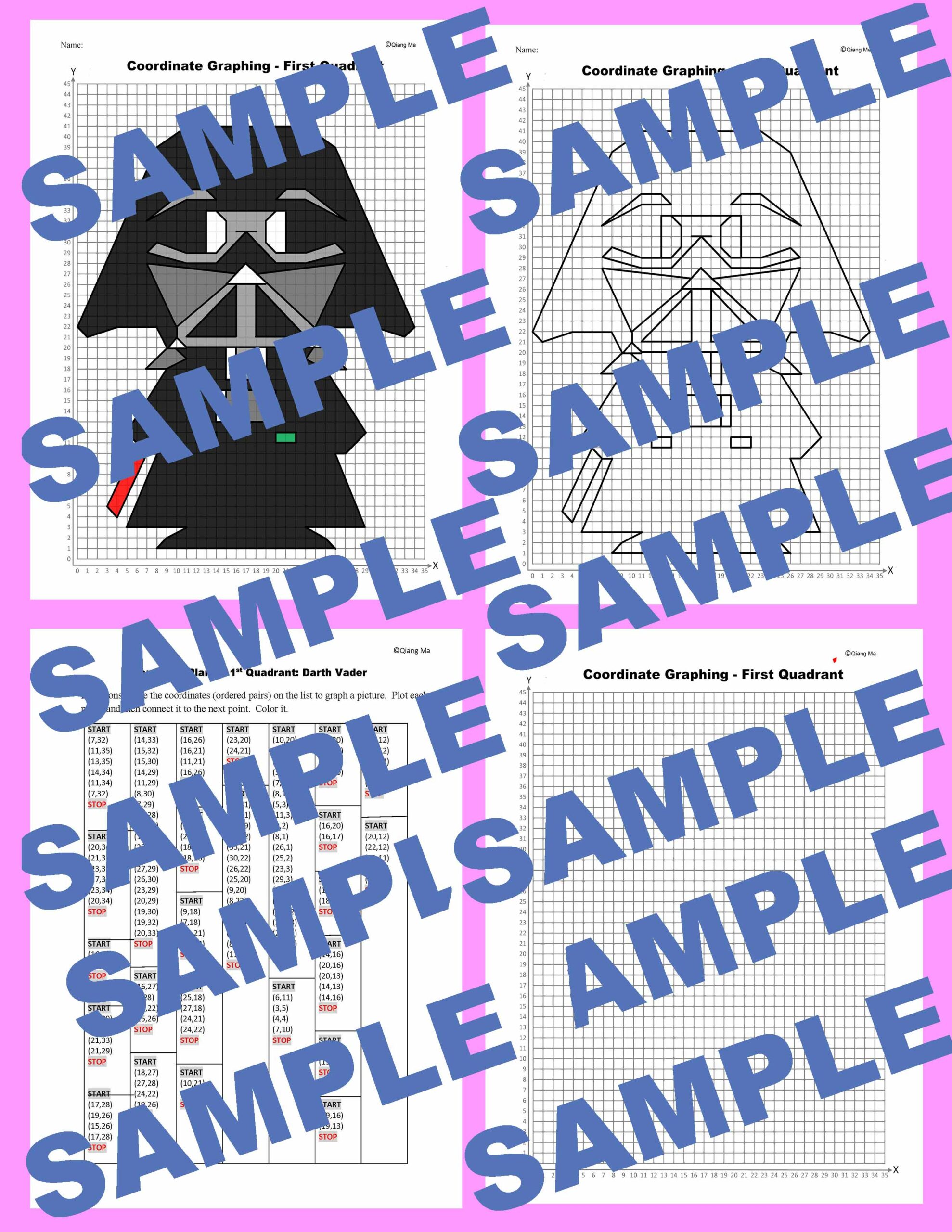 Star Wars Coordinate Plane Graphing Picture: Darth Vader | Made By Teachers