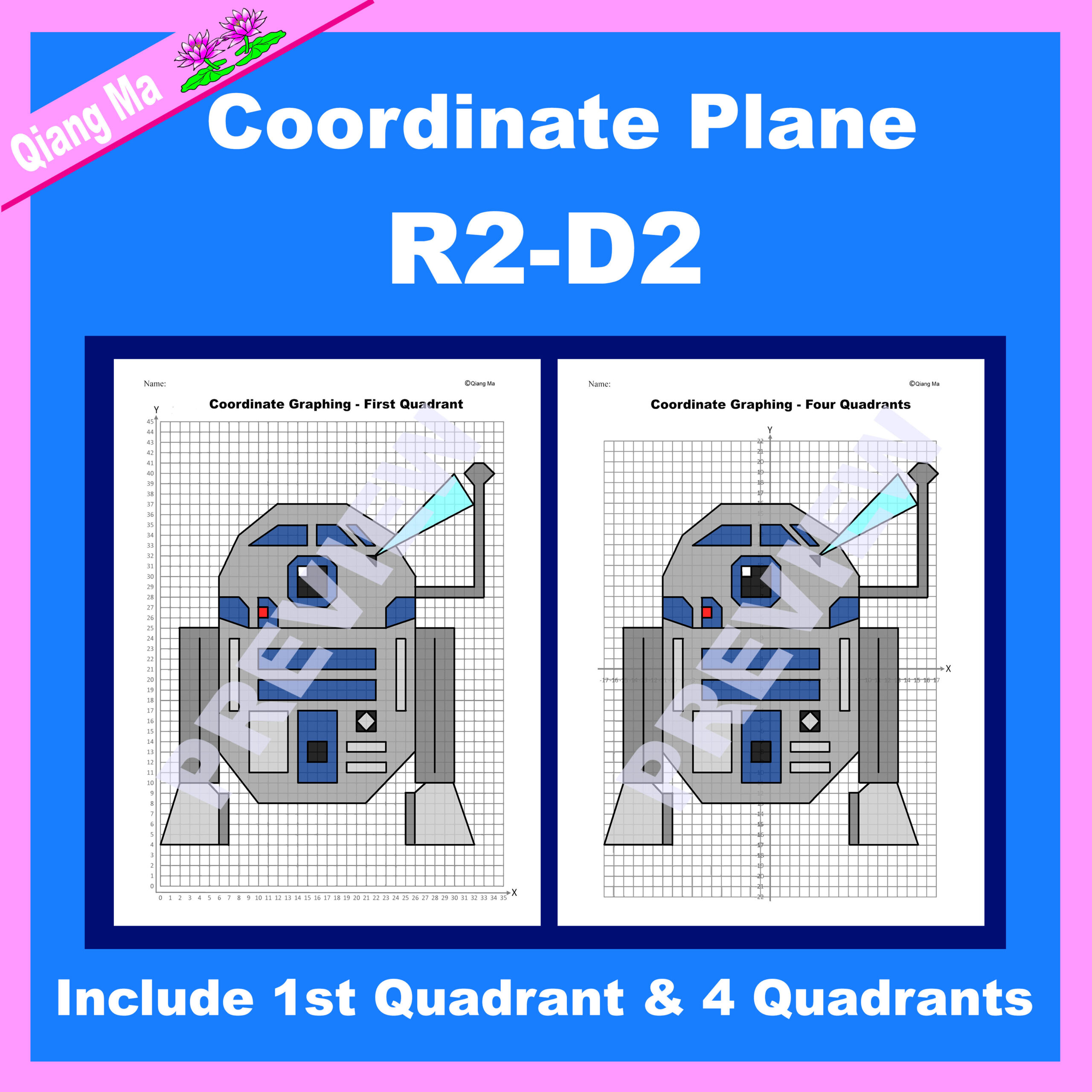 Star Wars Coordinate Plane Graphing Picture: R2-D2 | Made By Teachers