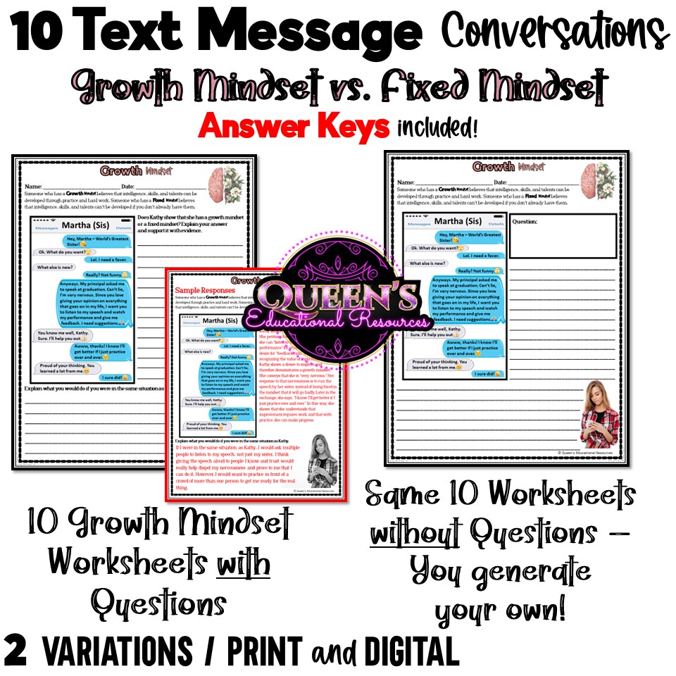 Growth Mindset Text Message Analysis | Text Messaging | Growth vs ...