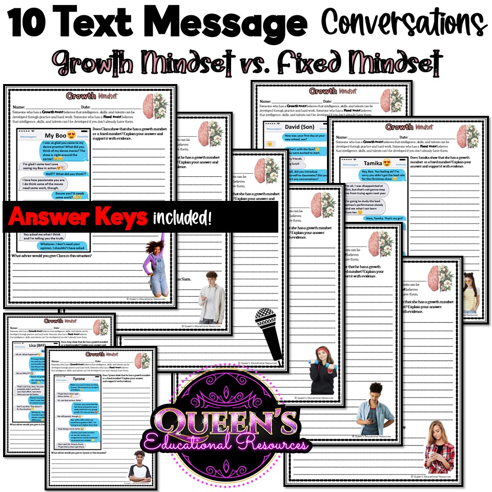 Growth Mindset Text Message Analysis | Text Messaging | Growth vs ...
